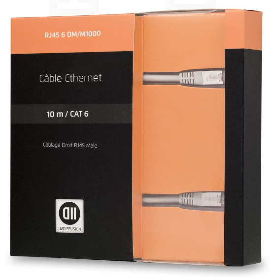D2 – CABLE BOITE RETAIL RESEAU RJ45 DROIT MALE/MALE CAT 6- 10M – LA ...